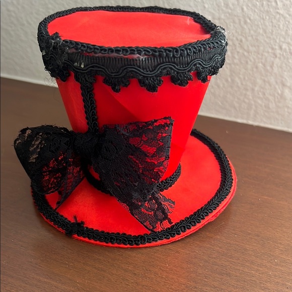 Spirit | Other | Red Mini Top Hat With Black Lace Trim | Poshmark